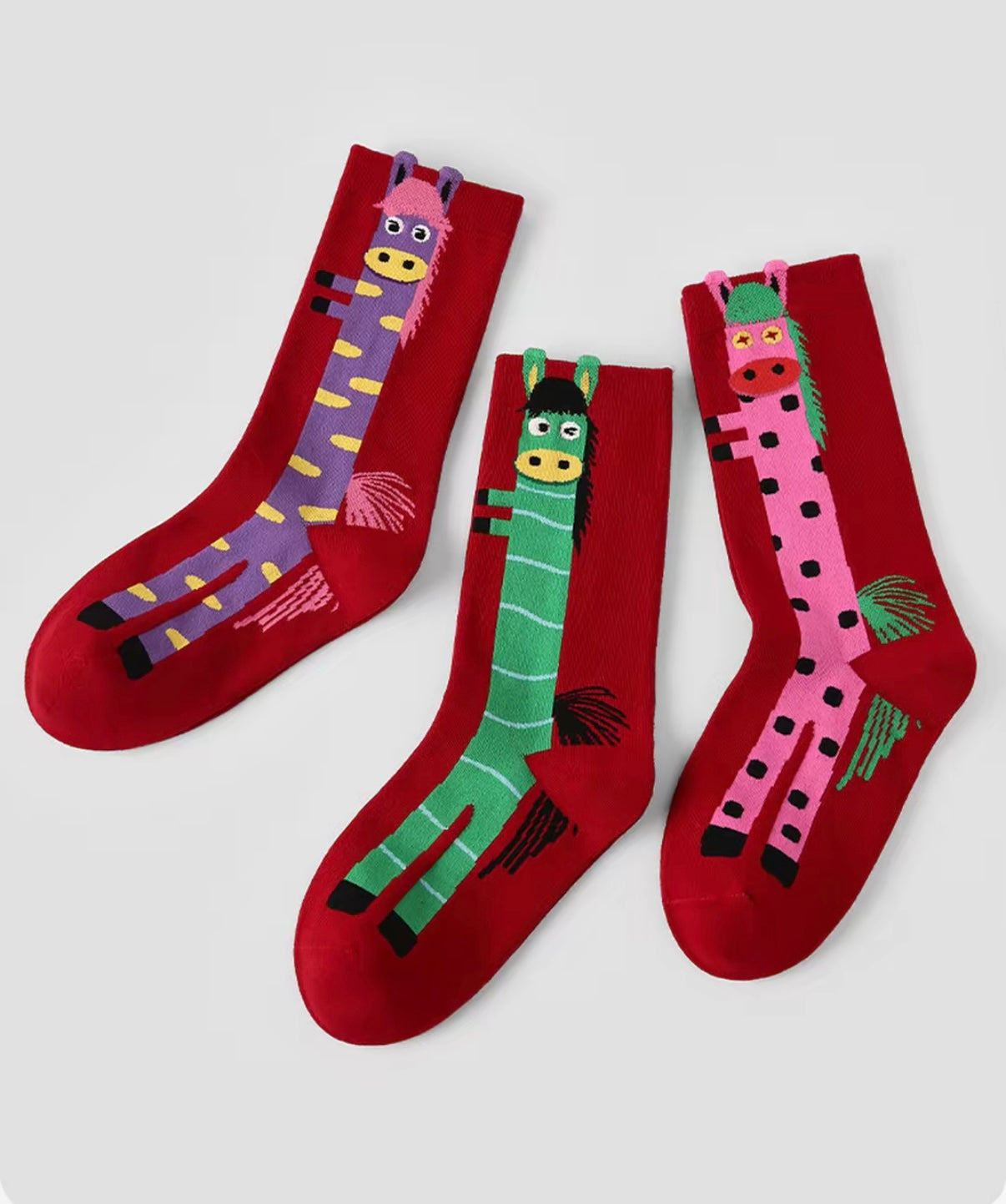 Year of Horse Socks Pack - Lucky Trio Edition (3 pairs) | BlissBounce Socks